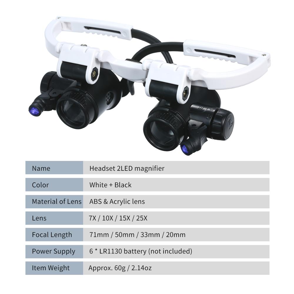 7X 10X 15X 25X LED Magnifying Loupe Head Mount Mag... – Grandado