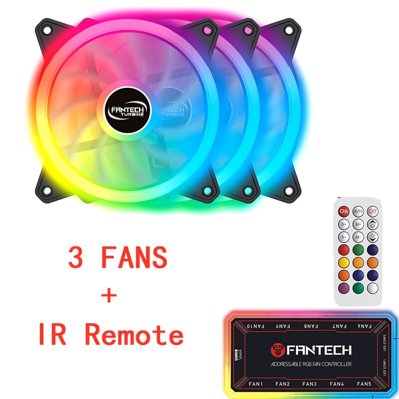 FANTECH 120mm Cooler Fan Double RGB PC Fan Cooling... – Grandado