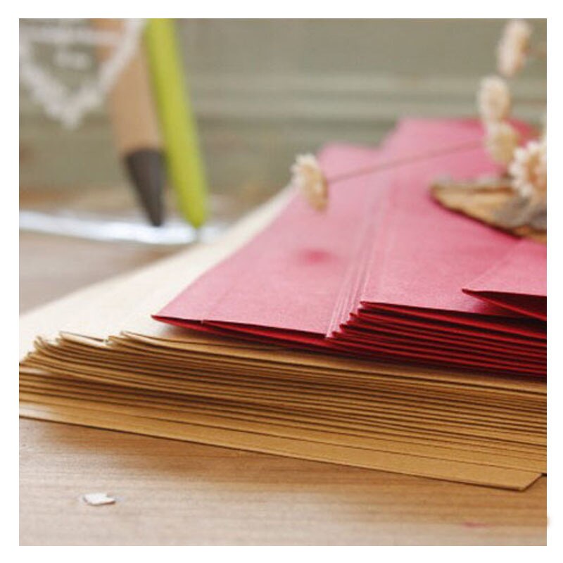 10pcs Vintage Simple Window Envelop Kraft Red Post... – Vicedeal