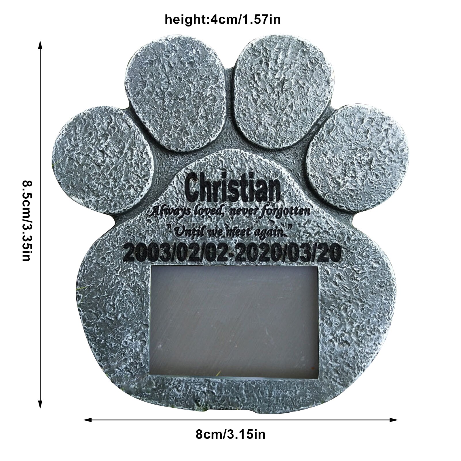Pet Memorial Stone Paw Print Photo Frame Grave Pet... – Vicedeal