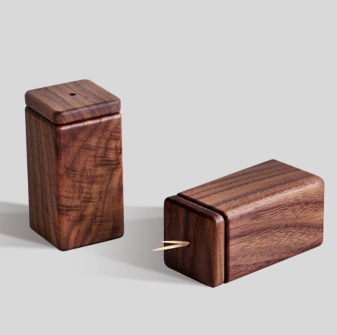 black walnut Wood toothpick holder wood cotton swa... – Grandado