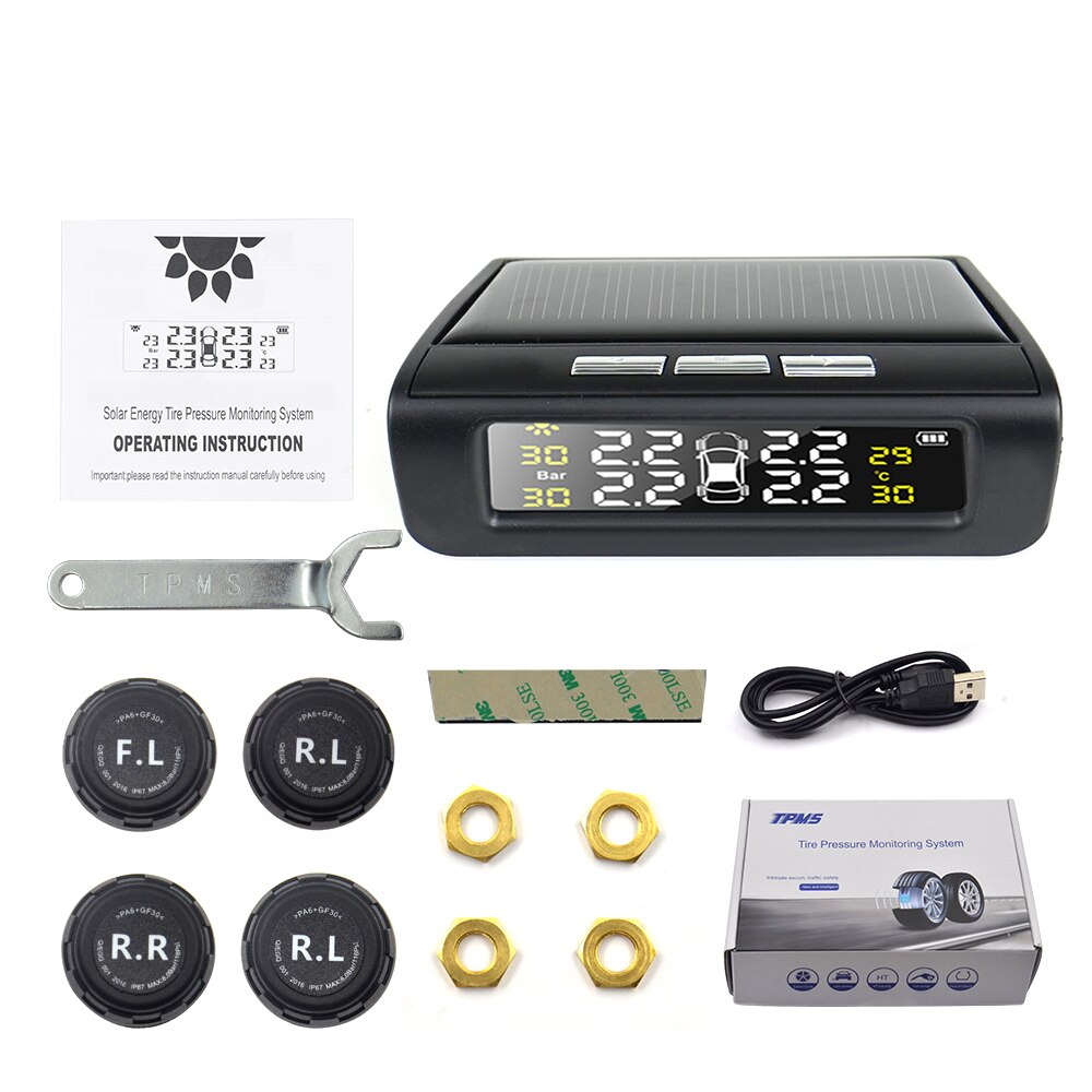 Solar Smart Car Digital Tyre Pressure Monitor Syst... – Grandado