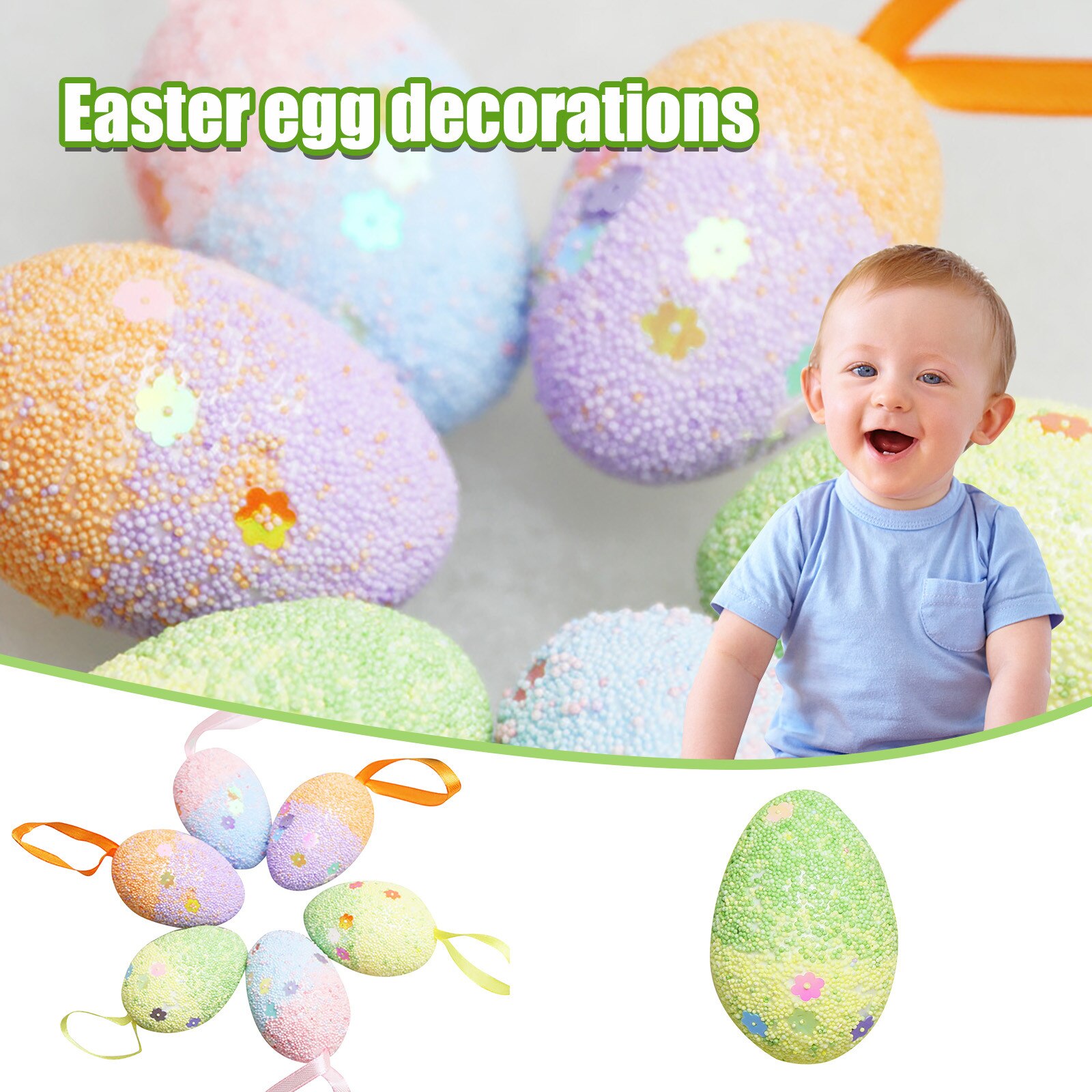 Easter Foam Decorations Foam Easter Eggs Happy Eas... – Grandado
