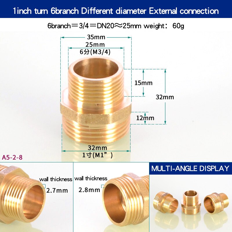 copper equal diameter double outer External thread... – Grandado