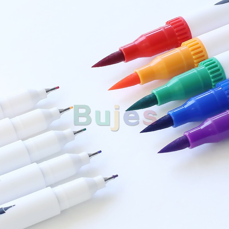 Double head watercolor pen set Water based soft he... – Grandado