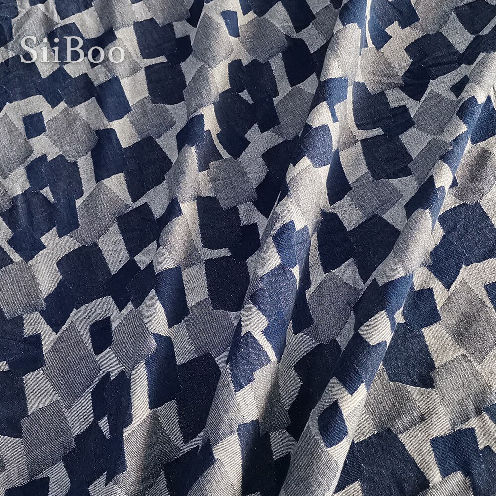 Siiboo custom made demin fabric with patch pattern... – Grandado