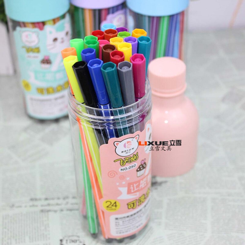 N24 Cartoon 24 Color watercolor pens color pen set... – Grandado