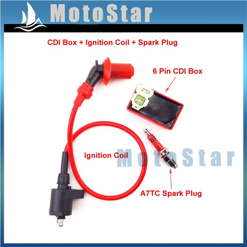 Ignition Coil + 6 Pin AC CDI Box + A7TC Spark Plug... – Grandado