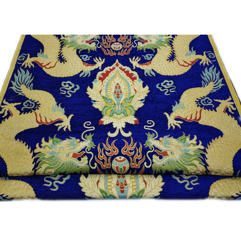 C582 1Yard Black/Red/Blue Dragon Jacquard Chinese ... – Grandado