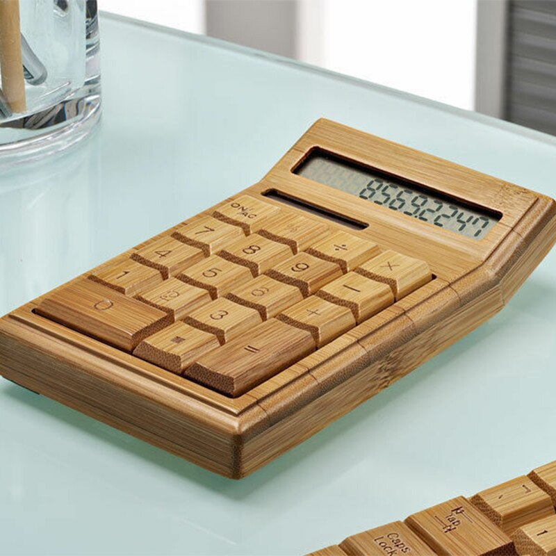Unctional Desktop Calculator Solar Power Bamboo Ca... – Vicedeal