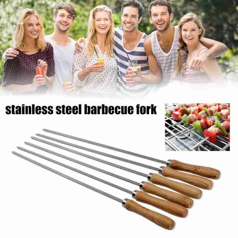 6 Pcs Barbecue Stick BBQ Roasting Needle With Wood... – Grandado