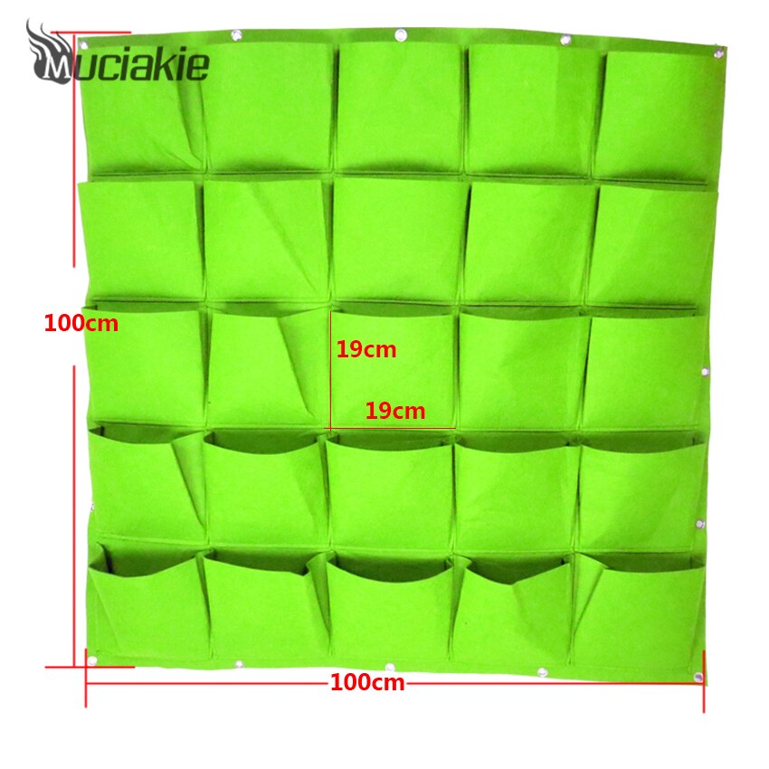 100*100cm 25 Pockets Green Vertical Garden Planter... – Grandado
