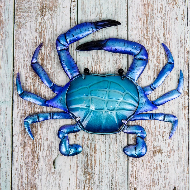 Metal Blue Crab Wall Artwork for Home and Garden D... – Vicedeal