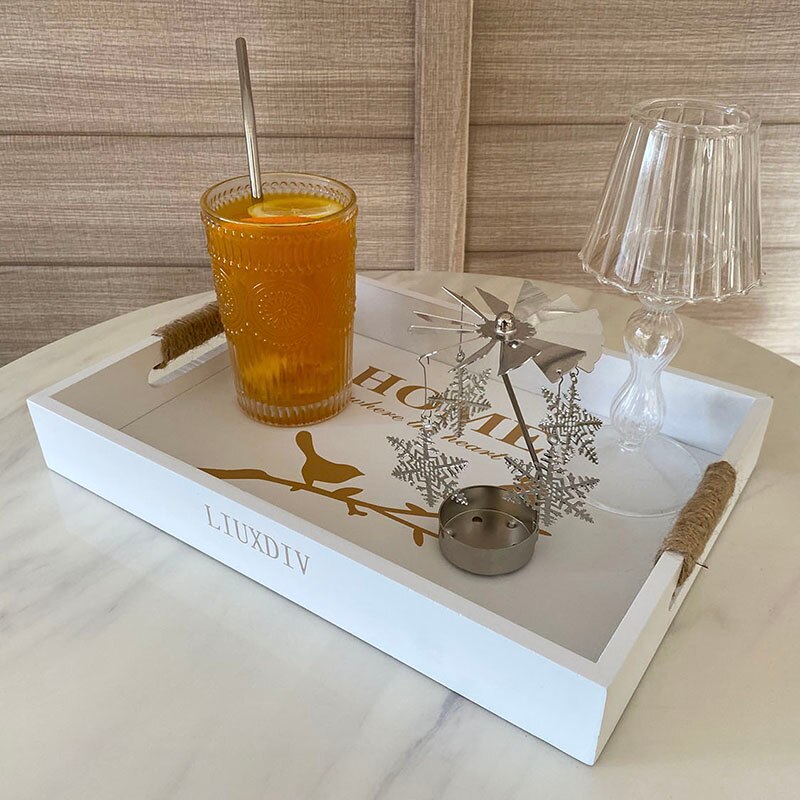 Plateau de service en bois blanc moderne, pour Tab... – Grandado