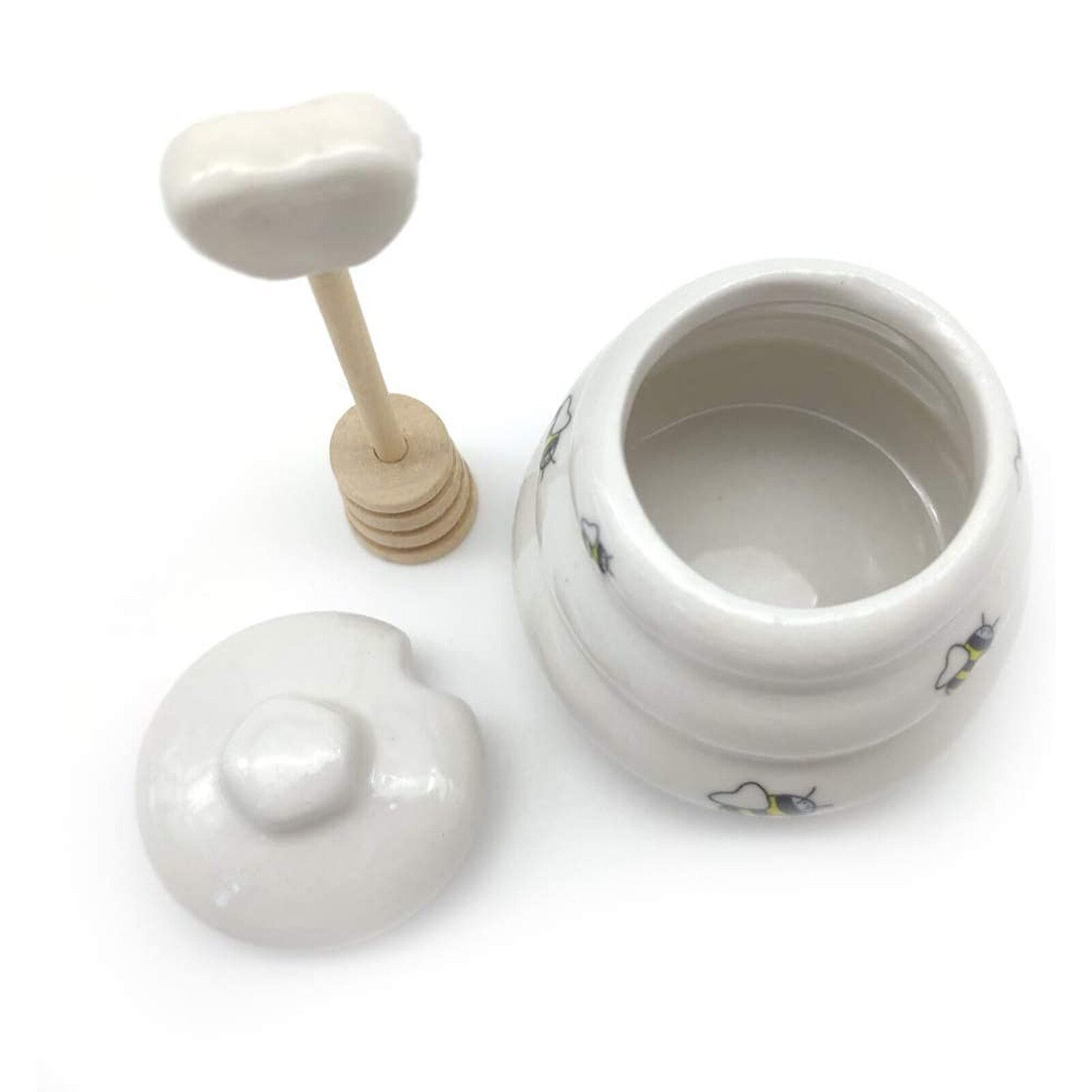 Mini Ceramic Honey Pot With Dipper Giftable Beehiv... – Grandado