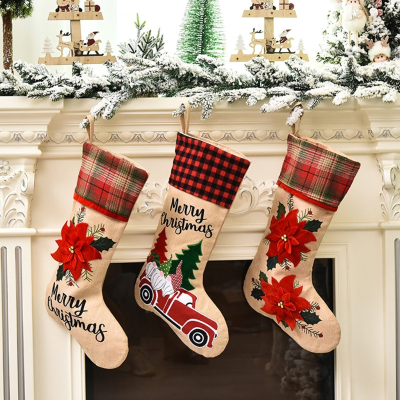 594C Christmas Stocking 18" Gnome Flower Xmas... – Vicedeal