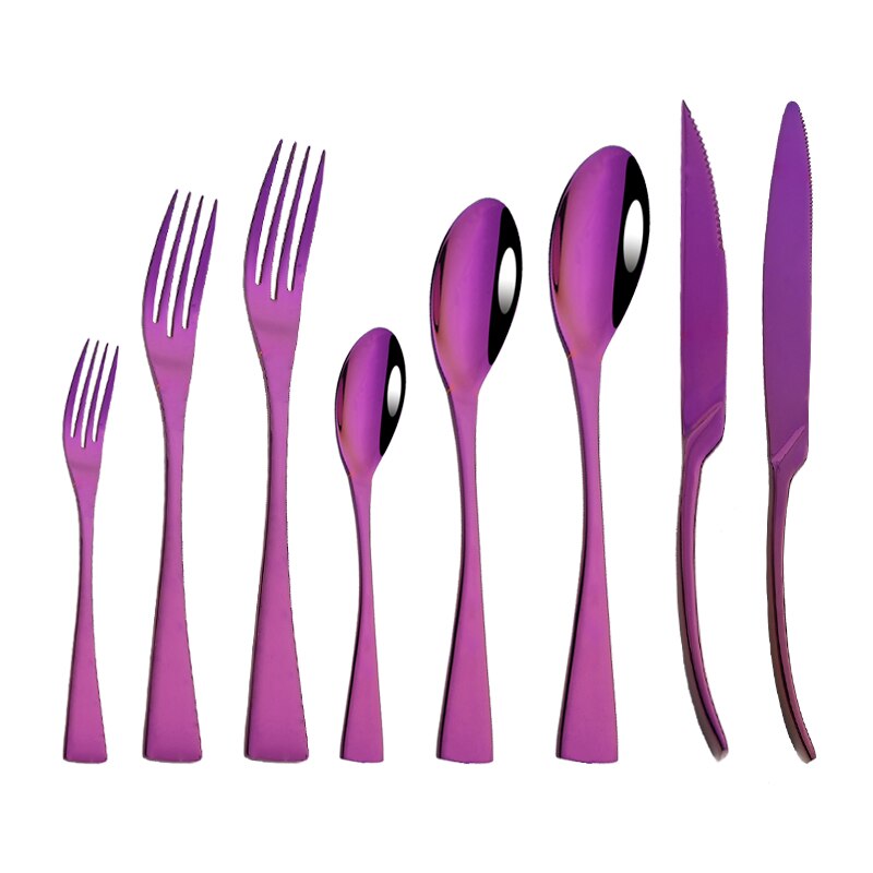 Purple 18/10 Stainless Steel Tableware Cutlery Set... – Vicedeal