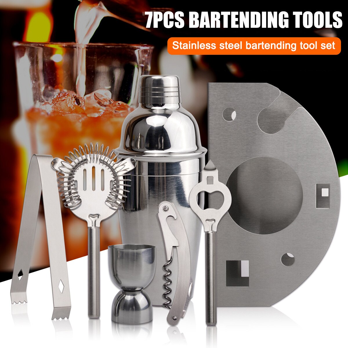 7Pcs/set Bartending Tools Cocktail Shaker Bottle O... – Vicedeal