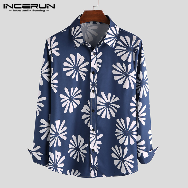 INCERUN Casual Shirt Mannen Bloem Gedrukt Lange Mo... – Grandado