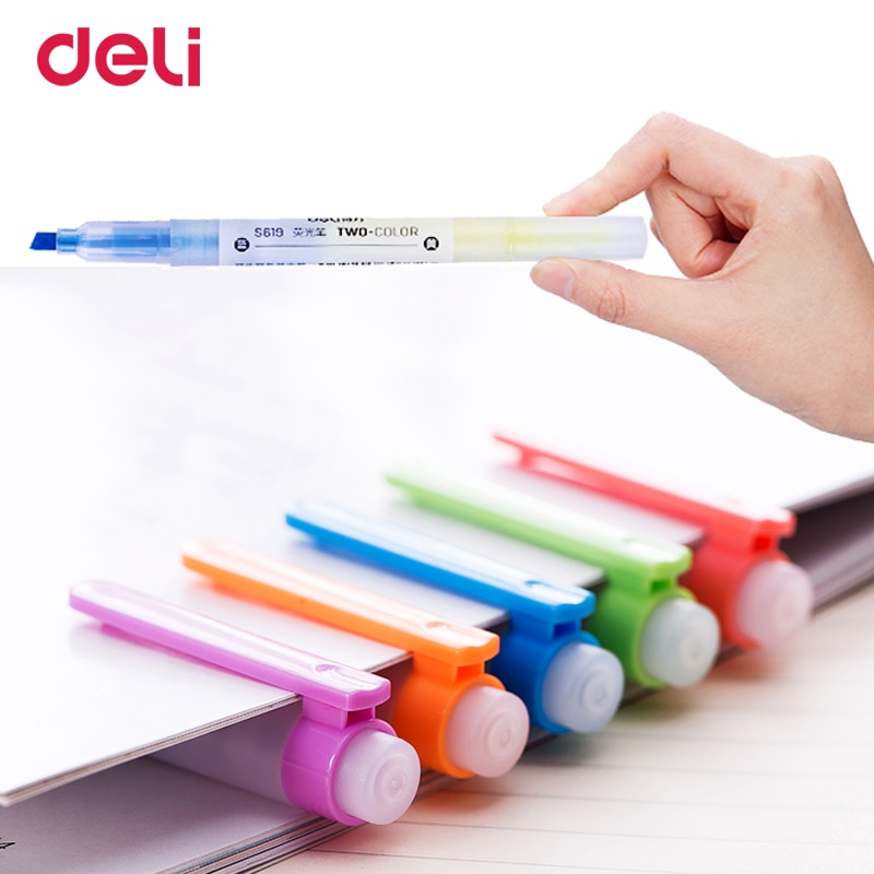 Deli dual head 2 colors highlighter pen with invis... – Grandado