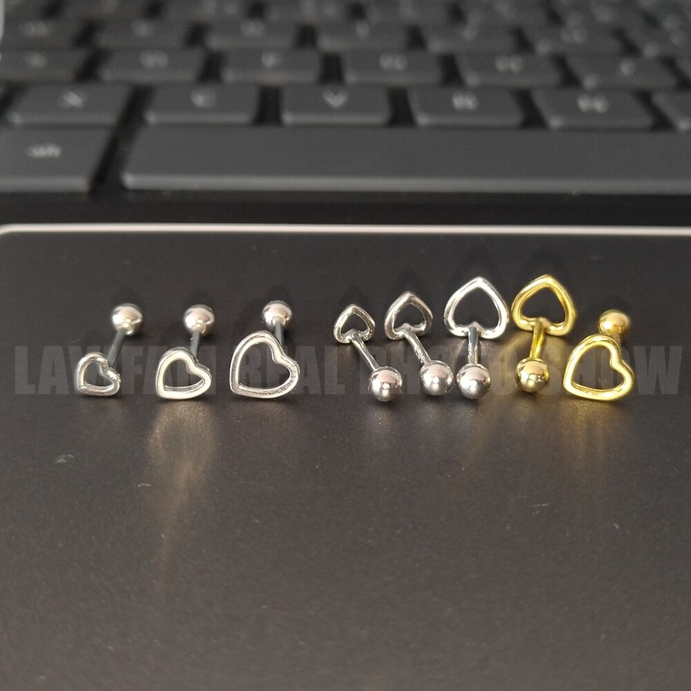 925 Sterling Silver Small Hollow Heart Screw Stud ... – Vicedeal