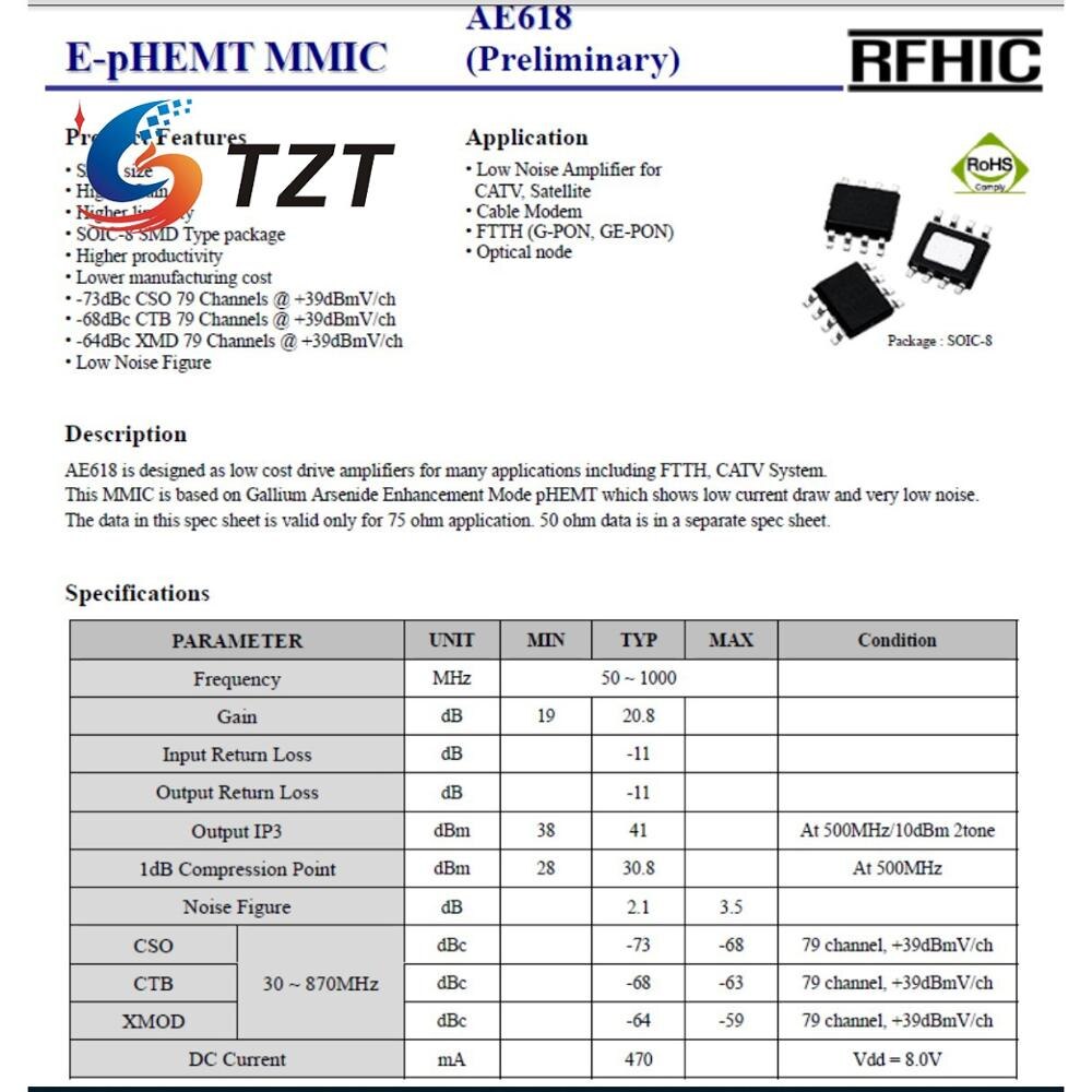 TZT AE618 50-1000MHz Linear Amplifier 1W 20DB Gain... – Vicedeal