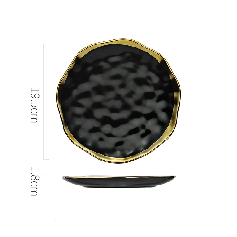 Ceramic Dinner Plate Gold Inlay Snack Dishes Luxur... – Vicedeal