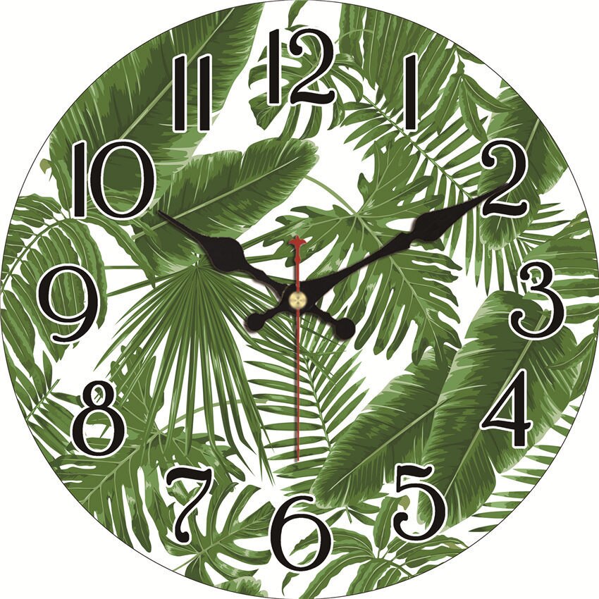 Vintage Green Leaf Clock Silent Home Office Cafe S... – Vicedeal