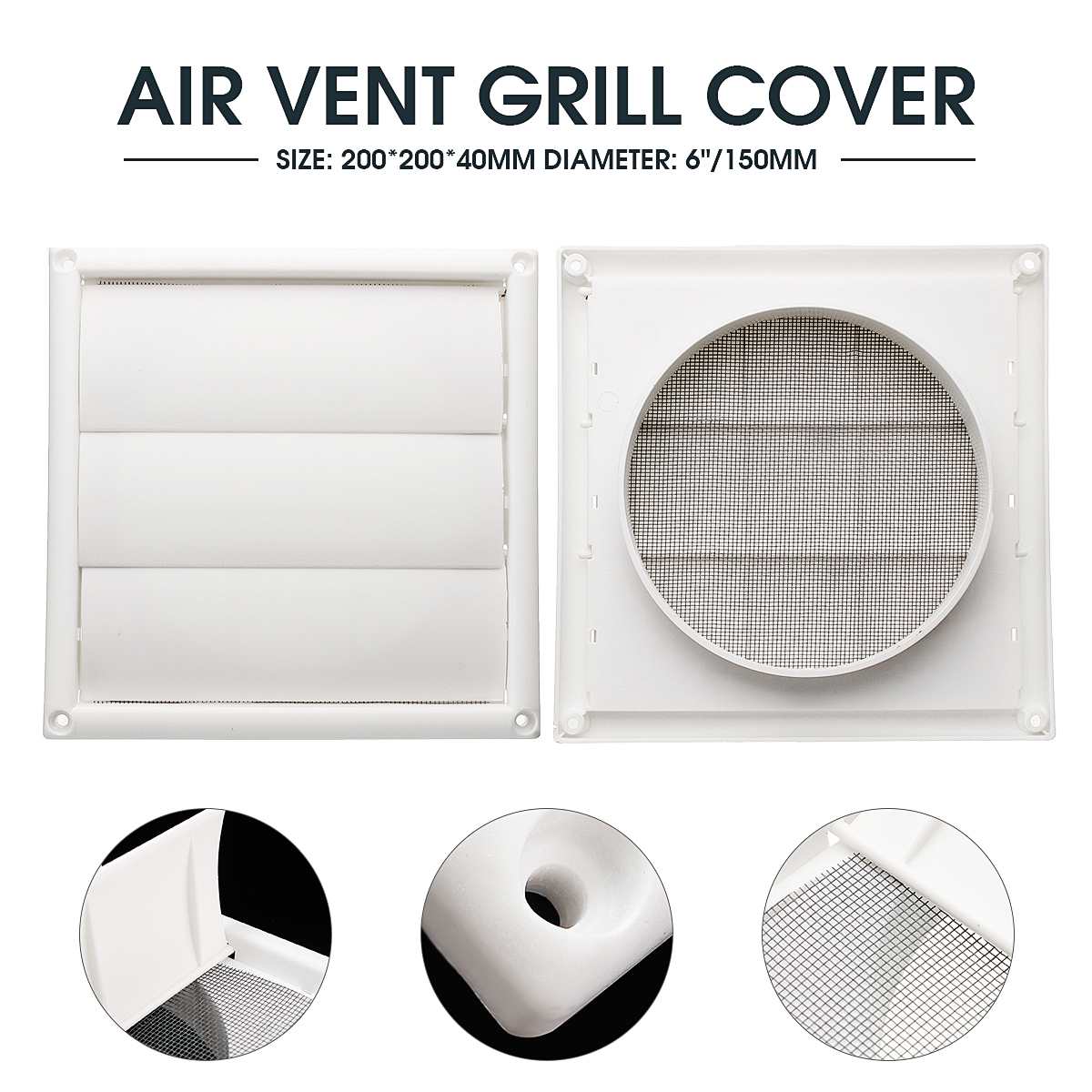 Air Vent 200x200x40mm Grille Ventilation Cover Pla... – Grandado