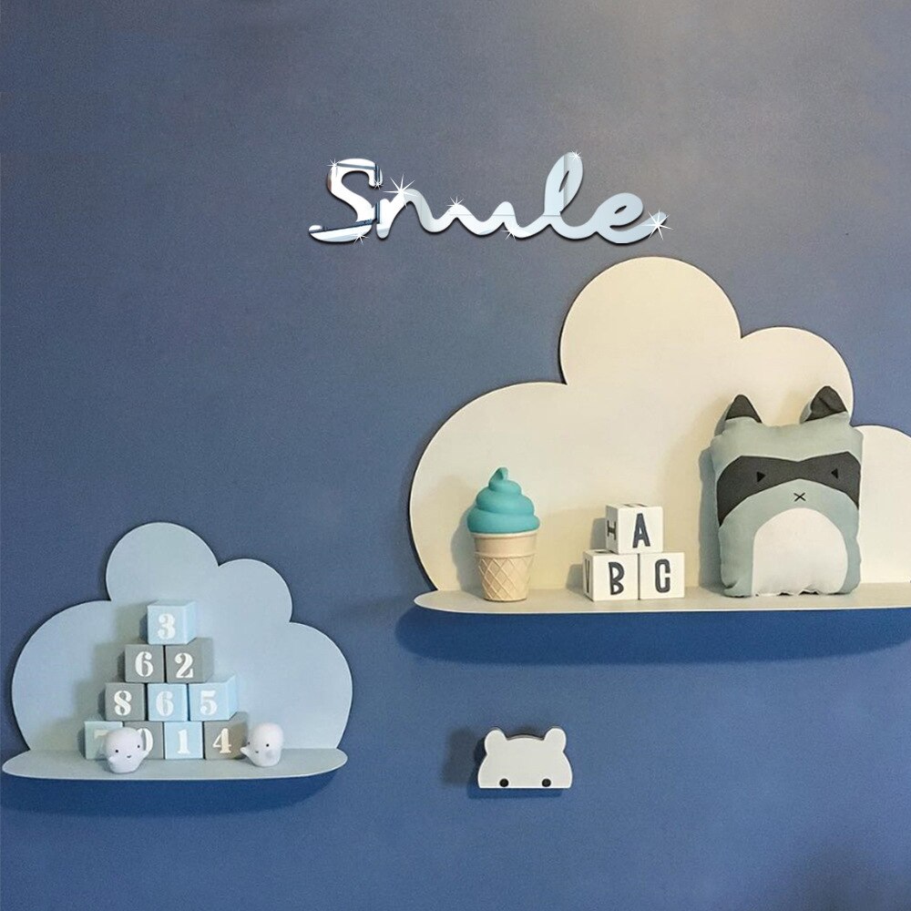 Mirror Wall Smile Words Stickers Self-adhesive Til... – Vicedeal