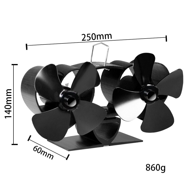 8 Blades Dual Head Blade Fireplace Fan Upgrade Hea... – Vicedeal