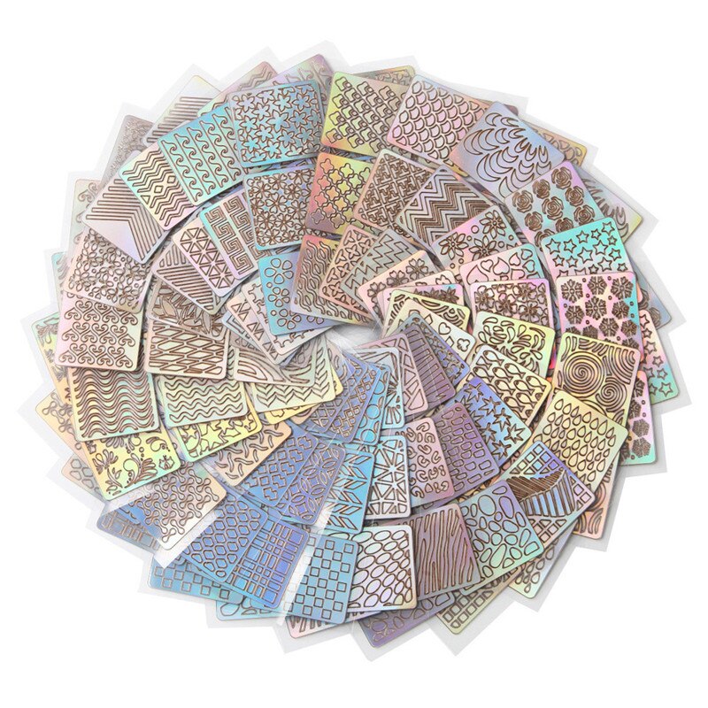 12 Sheets Nail Irregular Grid Stencil Reusable Man... – Grandado