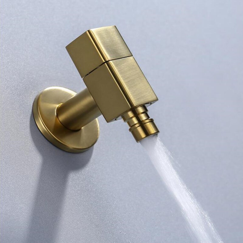 Brush gold Wall Mount Bibcock Brass Retro Tap Deco... – Grandado