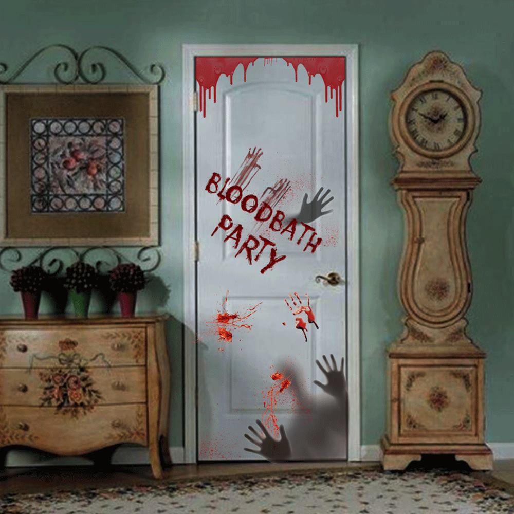 Halloween Blood Handprint Blood Footprint Wall Sti... – Grandado