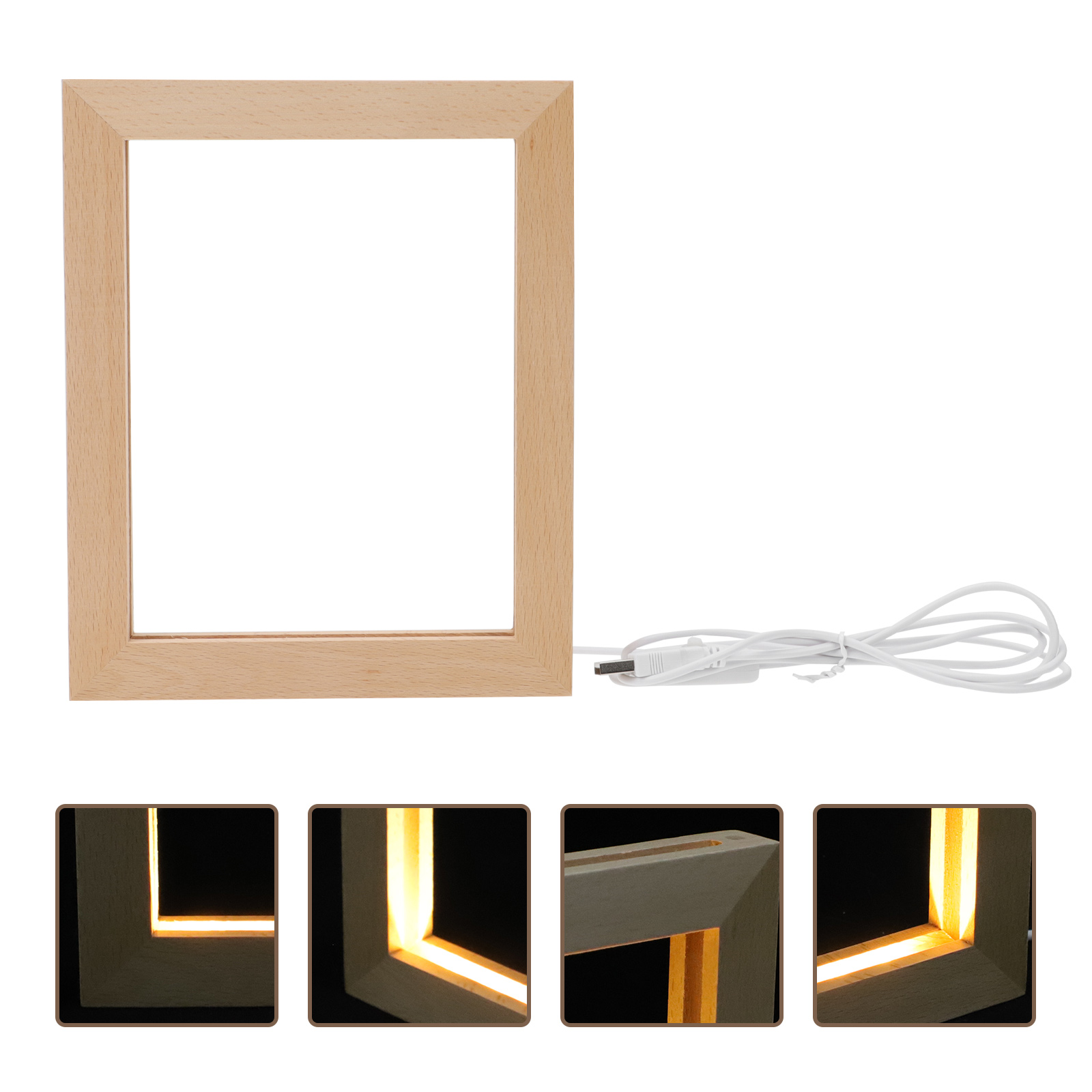 Simple Glowing Photo Frame Wooden LED Photo Holder... – Grandado