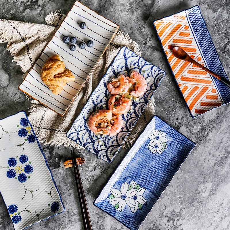 Rectangular Ceramic Snack Platter Japanese Style S... – Vicedeal