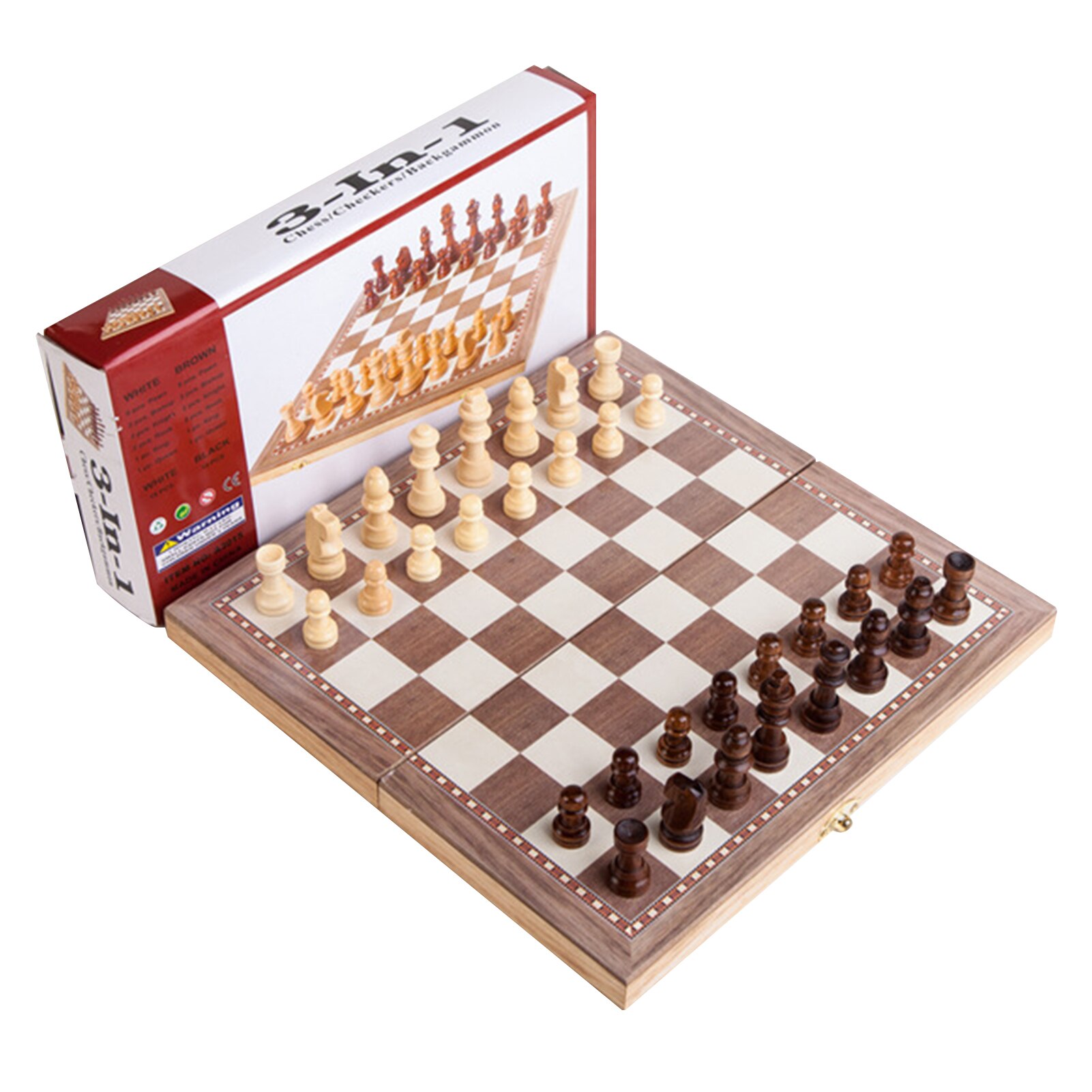 3 in 1 Foldable Wooden Chess Board Set Travel Game... – Vicedeal