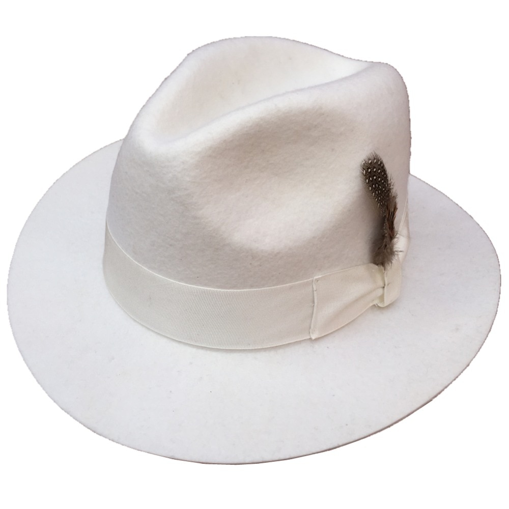 Classic White Men 's Wool Felt Fedora Hat Godfathe... – Grandado
