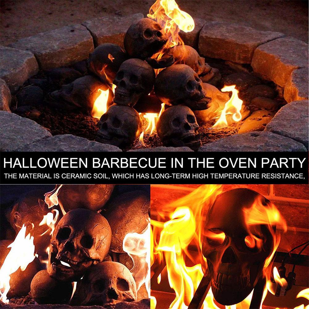 Simulation Skull Halloween Decoration Wood Fire Pi... – Grandado