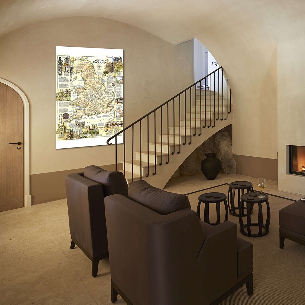 100x150cm Non-woven Spray Painting Map of Medieval... – Vicedeal