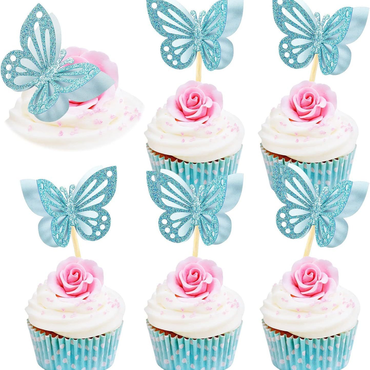 12 pcs/24 pcs Vlinder Cake Toppers Gelukkige Verja... – Grandado