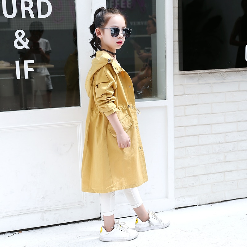 Spring Autumn Girls Trench Coat Baby Kids Pure Col... – Grandado
