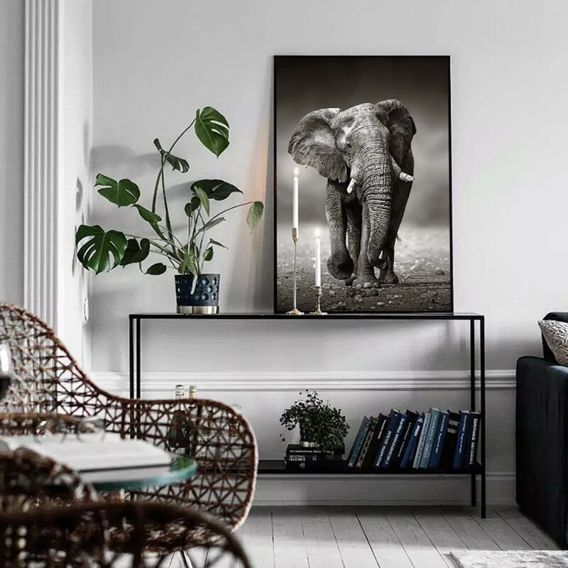 Nordic poster wall art Elephant Photography indust... – Grandado