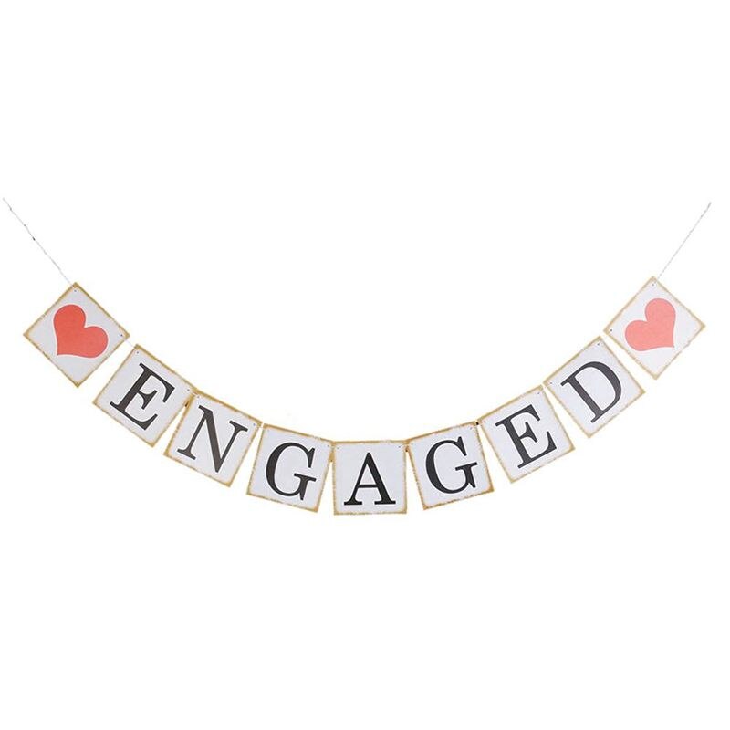 Engaged Hearts Banner Bunting Wedding Bridal Showe... – Grandado