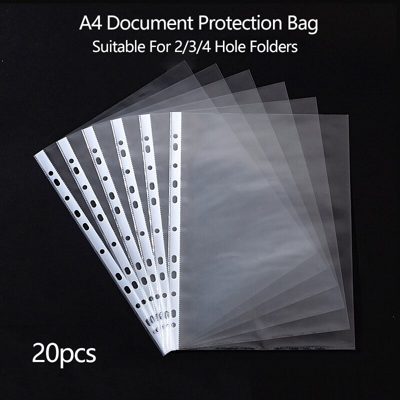20pcs A4 Transparent Folder Bag 2/3/4/11 Holes Pun... – Grandado