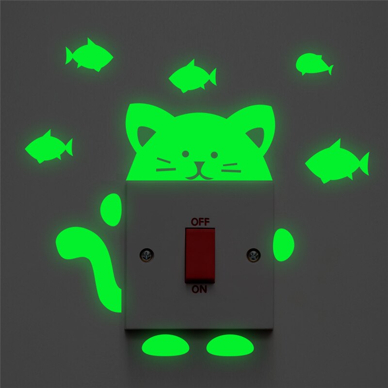Cute Cats Luminous Switch Panel Decals Bedroom Hom... – Vicedeal