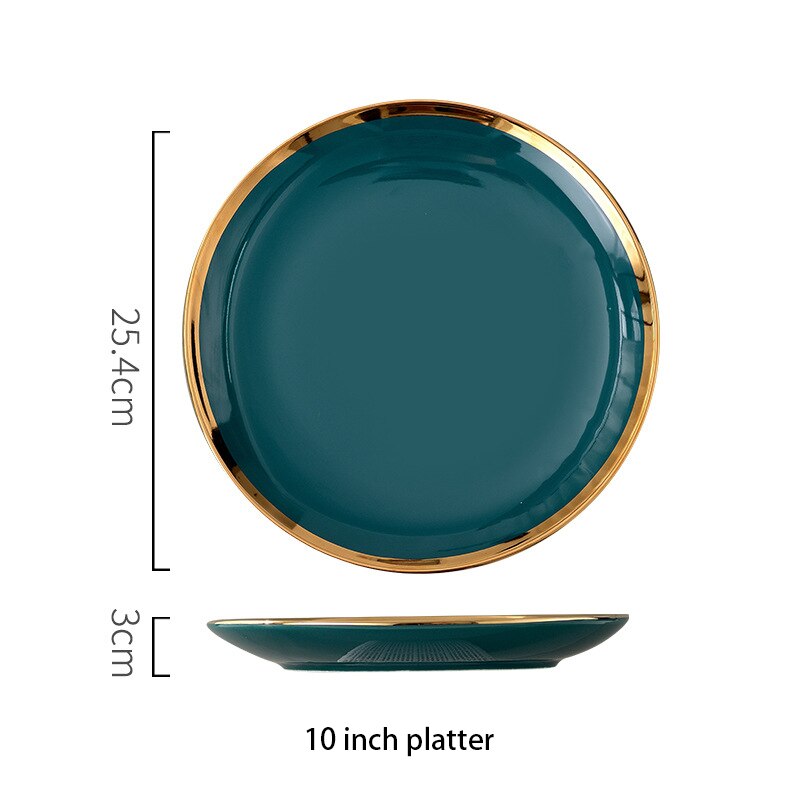 1pcs Green Porcelain Plate ceramic Dinner Plate Ta... – Grandado