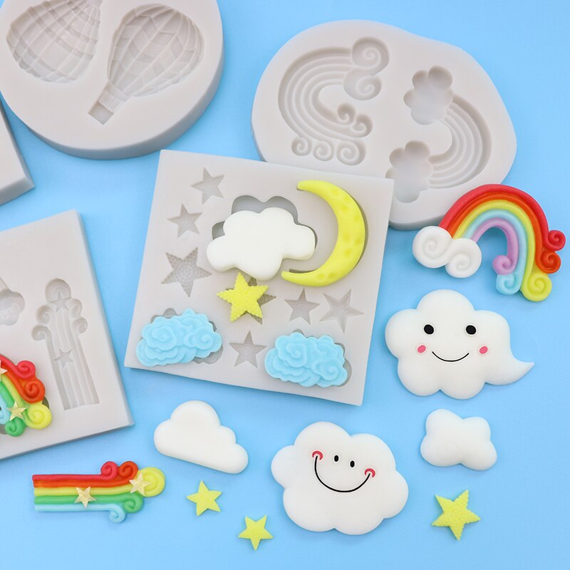 Estrela nuvem lua arco-íris céu molde de silicone ... – Vicedeal