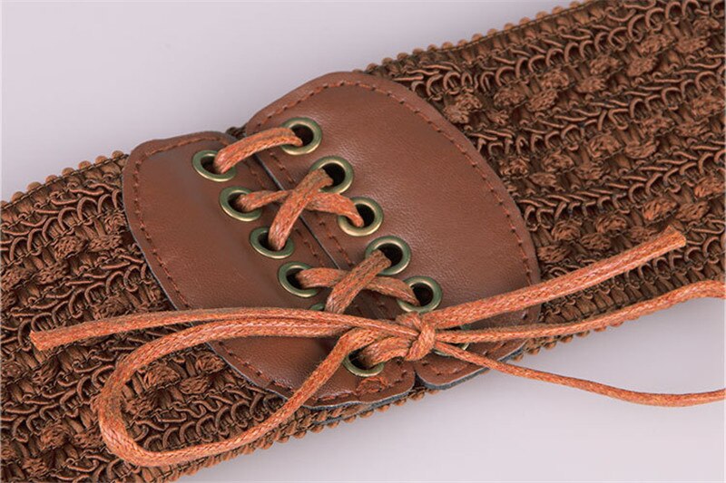 Black Camel Wide Corset Lace Belt Female Self Tie ... – Grandado