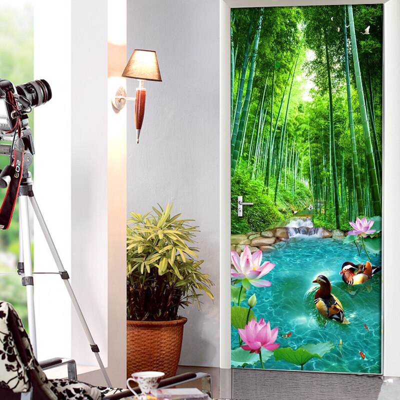 Pvc Self-Adhesive Waterproof 3D Door Sticker Bambo... – Grandado